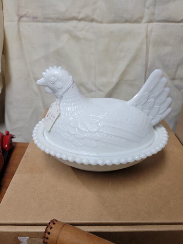 Vintage White milk glass hen on nest dish set | Store800